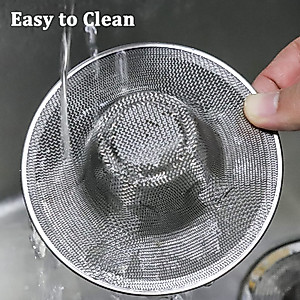 VMVN Kitchen Sink Strainer, Stainless Steel Sink Drain Strainer, 2pcs Drain Cover Stopper,4.5" Diameter for Kitchen Drain Basket,for Shower Bathtub Drain Hair Catcher