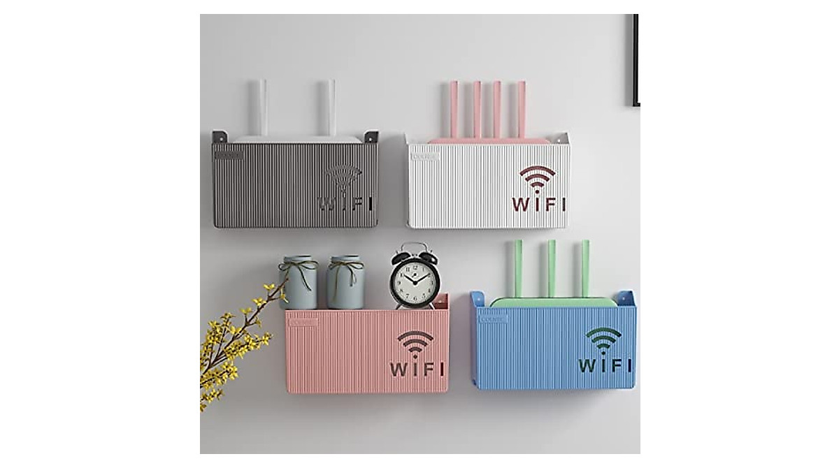 Wall Mounted WiFi Router Shelf - Stylish Cable Storage