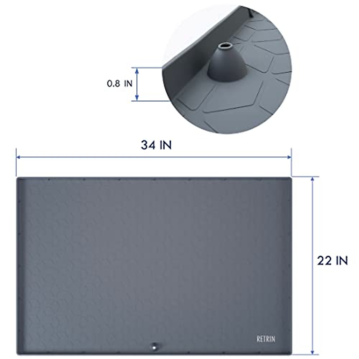 Under Sink Mat – 34 x 22-inch Kitchen Sink Mat – Silicone Sink Protector for Bathroom and Kitchen Floor – Kitchen Floor Mat with Drainage – Cabinet Mat Protector for Spills, Leaks