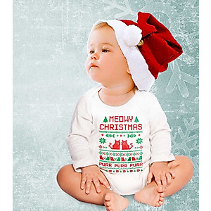 Tstars Meeowee Christmas Ugly Sweater Design - Cute Xmas Infant Baby Long Sleeve Bodysuit 6M Black