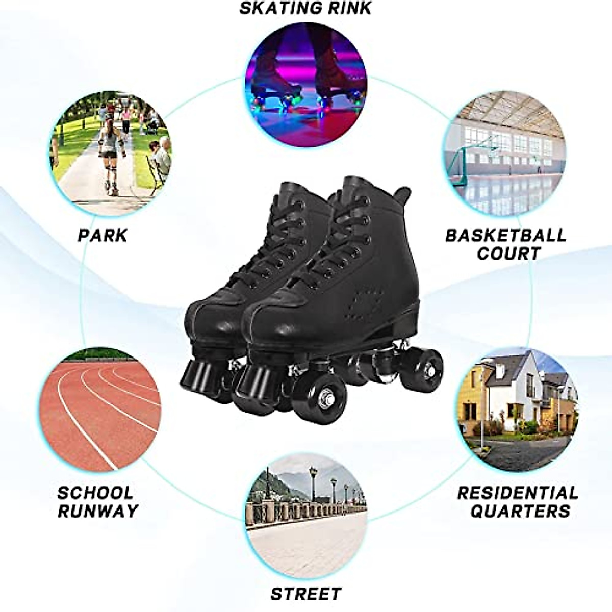 Roller Skates for Women with PU Leather High-top Classic Double Row Rollerskates, Unisex-Adult Derby Skate for Beginner,Fast Braking Rink Skates