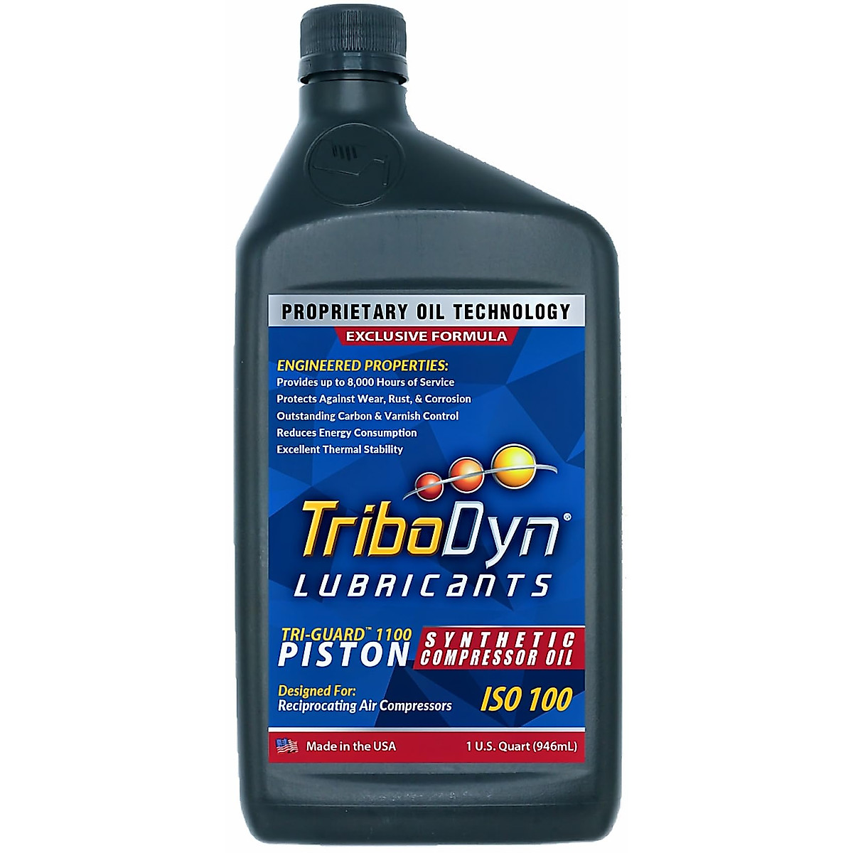 TriboDyn Tri-Guard 1100 ISO 100 Piston Synthetic Air Compressor Oil (1 Quart)