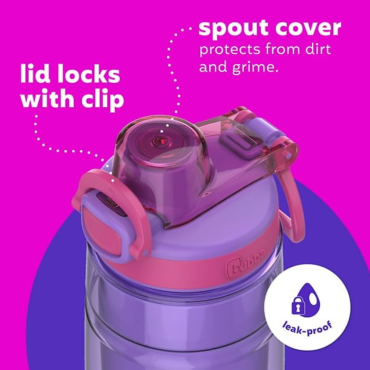 bubba 24 Oz Double-Walled Flo Duo Refresh | Button Lock | Leakproof Lid Water Bottle (3.34 L x 3.34 W x 11.10 H Inches) (Purple)