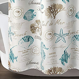 Lush Decor Blue 72 ' X 1 Harbor Life Shower Curtain, 72" x 72", Blue & Taupe, 72 in x 72