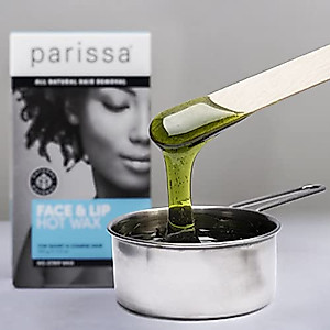 Parissa No-Strip Face & Lip Hot Wax Kit for Short & Coarse Hair Removal At-Home Waxing Kit on Face, Chin, and Upper Lip, Blue