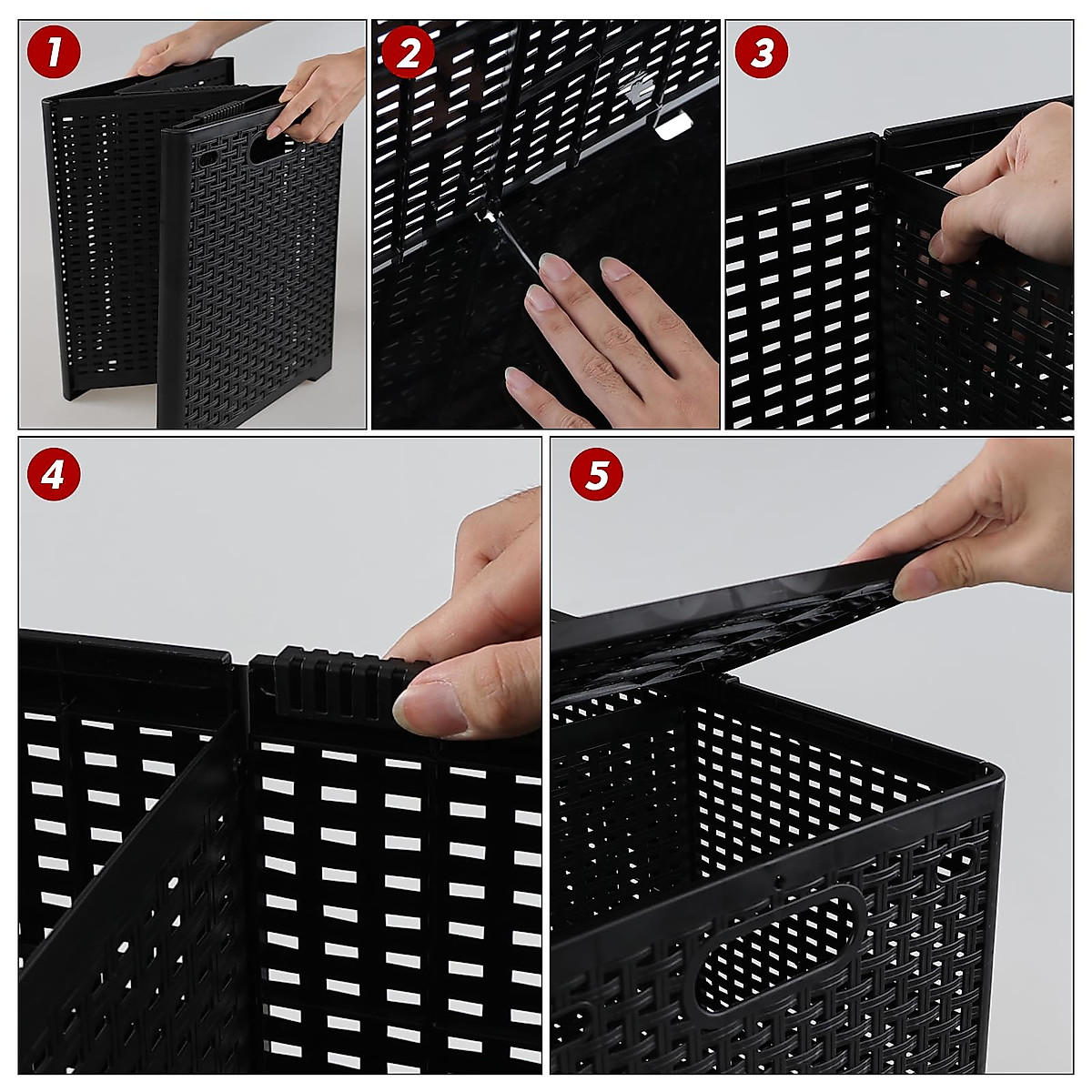 Udotry Plastic Folding 2 Compartments Laundry Hamper, Collapsible 2 Sections Laundry Basket with Lid, Black