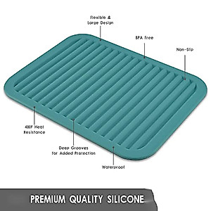 Nstezrne Trivets for Hot Dishes, Hot Pads for Kitchen Silicone Trivet Dish Mat, Trivets for Hot Pots and Pans, Multi Purpose Heat Resistant Mats for Countertops Rectangular Pot Holders Set 2 Black