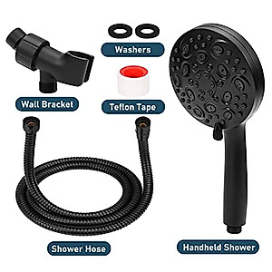 ZYlifemagic High Pressure 10-mode Shower Head With Handheld - Anti-clog Nozzles, Stainless Steel Hose, Cleaning Fuctions For Tubstiles Pets Wall And Overhead Brackets Cleaning -MatteBlack