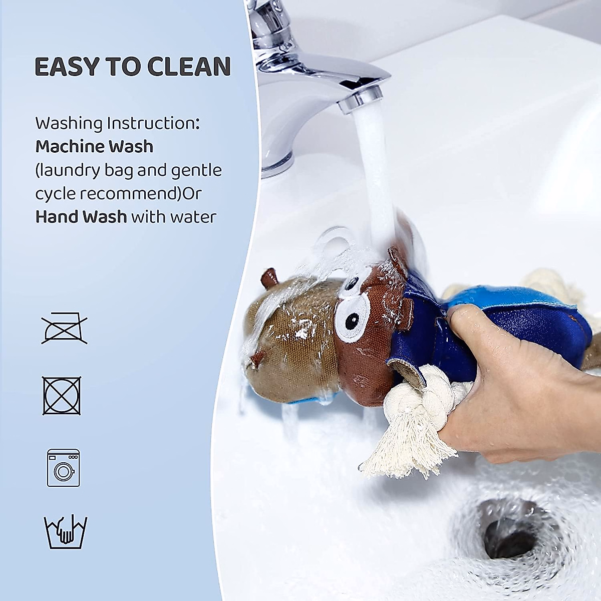 IOKHEIRA Dog Plush Toy for Large Aggressive Chewers,Indestructible Dog Squeaky Toys,Stuffed Animals Toys with Cotton Material and Crinkle Paper,Durable Chewing Toys (Azure, Cattle)