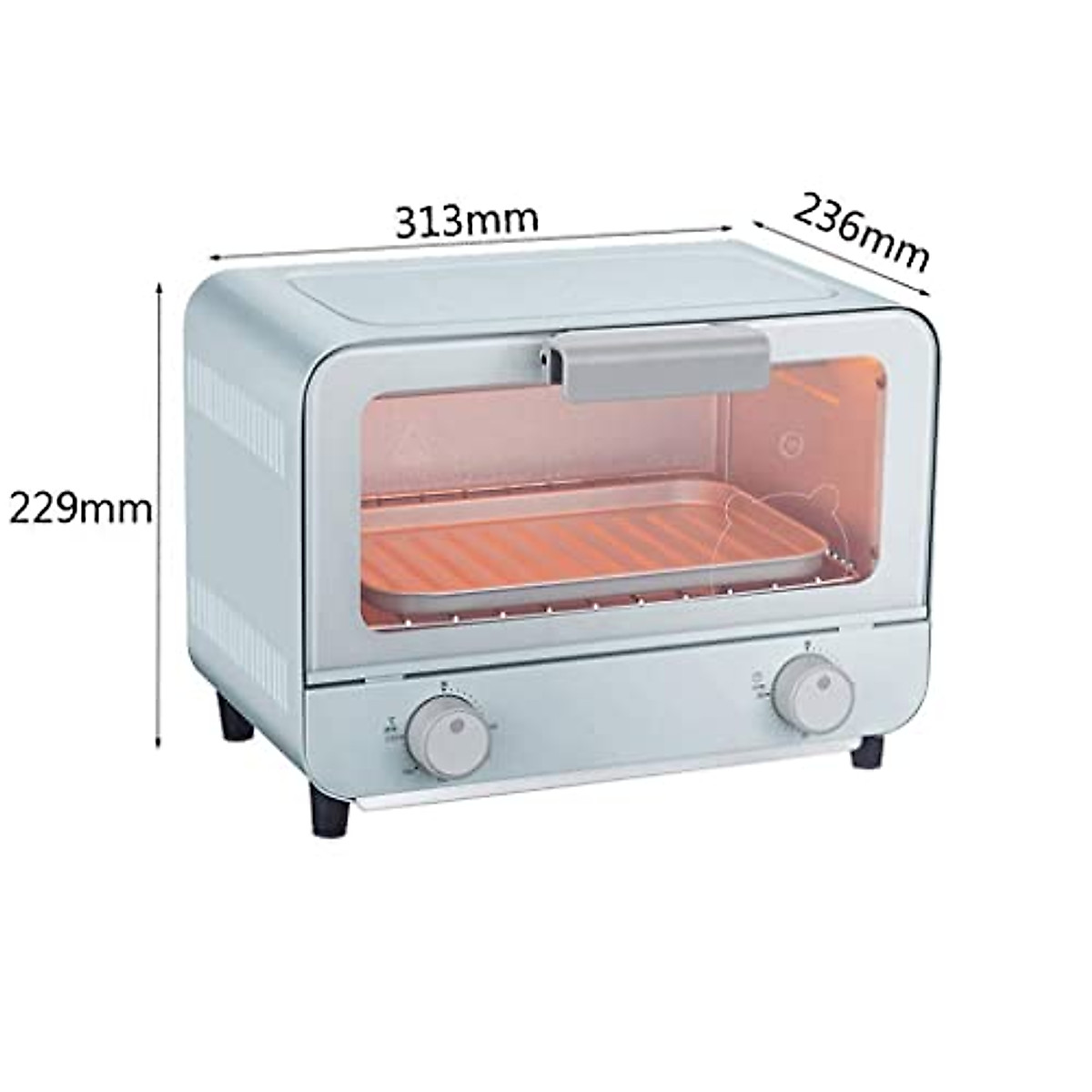 9L Mini Oven Adjustable Temperature 60-230 ℃ and 30 Minutes Timer Multifunctional Home Baking Oven Baking Cake Bread Biscuit Machine Tempered Glass 800W Commodity Code: LXJ-66 (Blue) (Blue)
