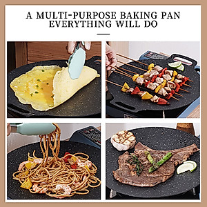 LynsaTac Korean BBQ Grill Pan - Portable 13.4 IN Non-Stick Aluminum Korean Grill Pan - Round Stove Top Grill for Indoor Outdoor