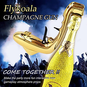 3rd Generation Flykoala Champagne Gun Shooter,Beer Spray Gun,Bottle Gun,Adjustable Wine Stopper,Bubble Wine Guns for Wedding,Festival Party,Club,Pub,Birthday,Christmas,Bar Atmosphere Props (Gold)