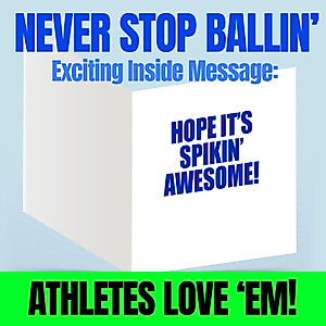 Play Strong Volleyball Happy Birthday Baller Birthday Card 1-Pack (5x7) Illustrated Sports Birthday Cards Greeting Cards Awesome for Volleyball Players, Coaches and Fans Birthdays, Gifts and Parties!