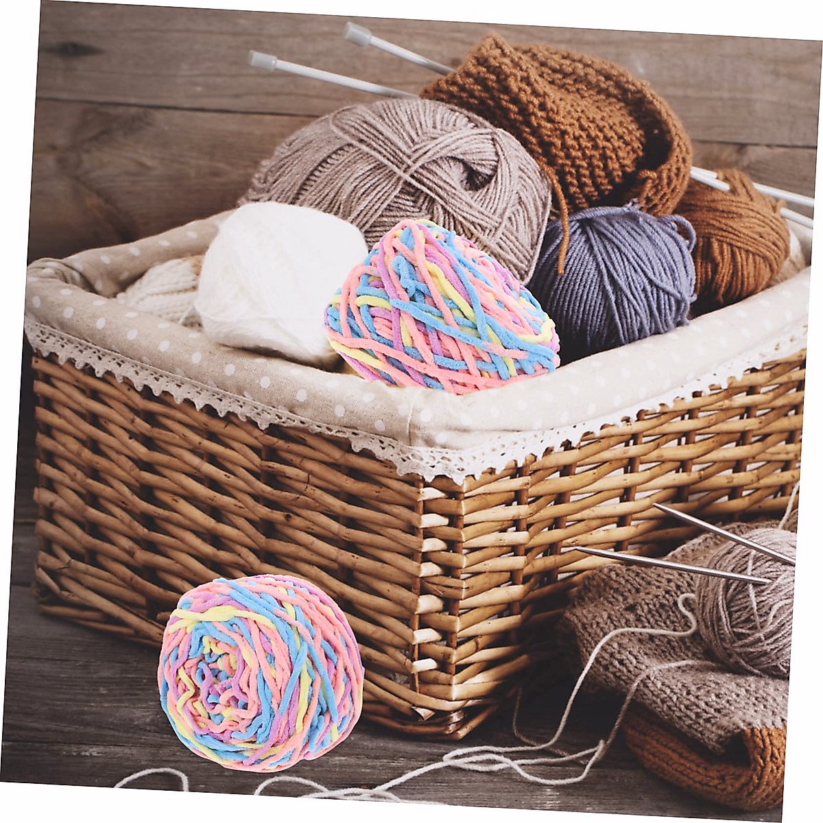 FAVOMOTO 2 Rolls Coarse Wool Convenient Crocheting Yarn Crochet Supplies Knitting Accessory Supple Crochet Yarn I Wanna Make a Rainbow Yarn Crochet Thread Polyester Multifunction