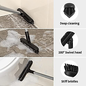 MR.SIGA Heavy Duty Grout Scrub Brush with Long Handle, Shower Floor Scrubber for Cleaning, Tile Scrub Brush with Stiff Bristles