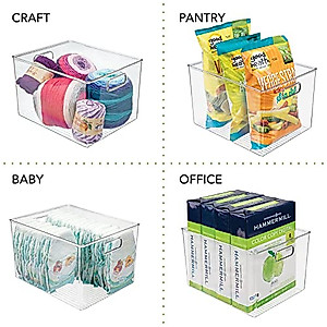 mDesign Plastic Storage Organizer Container Bin, Household Organization for Cabinet, Counter, Drawer, Cubby, and Cupboard, Holds Clothing, Linens, Toys, and Essentials, Ligne Collection, Clear