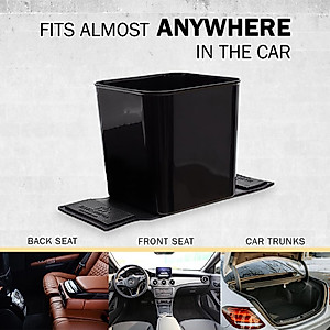 Car Trash Can for Vehicles Leakproof Compact Garbage Bin w/ Stability Flap, Anti-Slip Base, Portable Trash Holder for Cars, Trucks, SUVs, Minivans Compact, Easy to Clean Auto Container Organizer Black