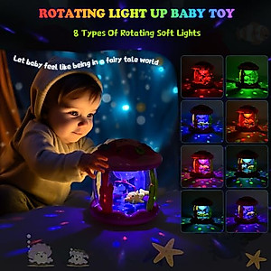 M SANMERSEN Baby Toys 6-12 Months - Babies Ocean Projector Light Up Musical Toys for 12-18 Months Crawling Learning Tummy Time 1 2 Years Old Infant Boys Girls Gifts - Pink and Purple