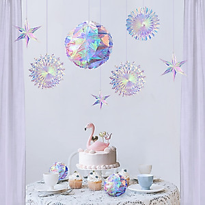 OUZHUHUI Wedding Party Decorations - 9magic Laser Tissue Balls and Stars for Gender-Neutral Baby Showers, Retro Parties, Birthdays,Bridal Showers, Christmas, Country Wedding Decorations