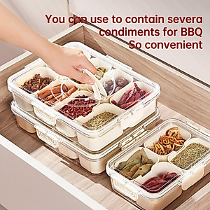 ALEXPRE Divided Serving Tray with Lid,Snack Box,Portable Snack Platters Organizer,Charcuterie Snackle Box Container with 8 Compartments & 5 Forks,Food Storage Containers,Keep Your Candy,Chips Fresh.