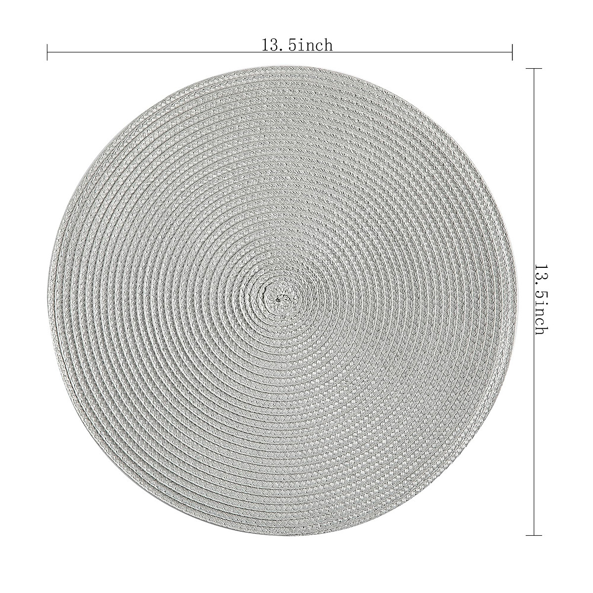 Round Placemats, Crossweave Heat Resistant Classic Woven Round Place Mats Diameter 13.5 inch for Kitchen Table Set of 6 (Light Gray)