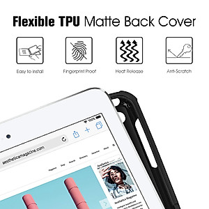 Fintie Magnetic Stand Case for iPad 6th / 5th Generation (2018/2017), iPad Air 2 / Air 1 (9.7 Inch) - [Multiple Secure Angles] Shockproof Rugged Soft TPU Back Cover, Auto Wake/Sleep, Black