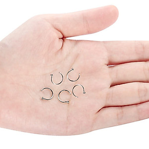 FIBO STEEL 18G-22G 5PCS Stainless Steel Body Jewelry Piercing Nose Ring Hoop for Women (Silver Tone, 18G,8MM)