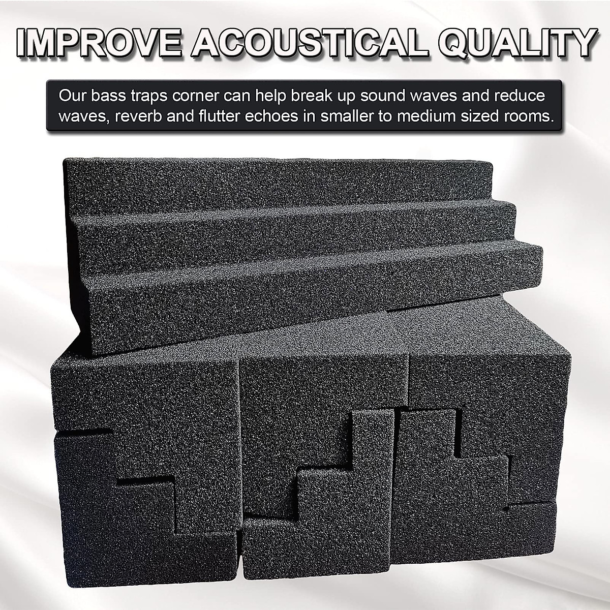 YDHTDLHC 16 Pack sound proof foam panels for walls Panels Studio Acoustic Foam 12"X12" X1" Sound-proof cotton, suitable for church, anchor room, singing room, home theater (Black Bass Traps)