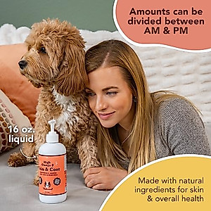 Natural Dog Company Skin & Coat Oil (16 oz.), Supports Skin Health, Fish Oil Supplements for Dogs, Soft and Silky Coat, Salmon Oil & Flaxseed Oil, Fatty Acids, Bottle of Dog Fish Oil with Pump