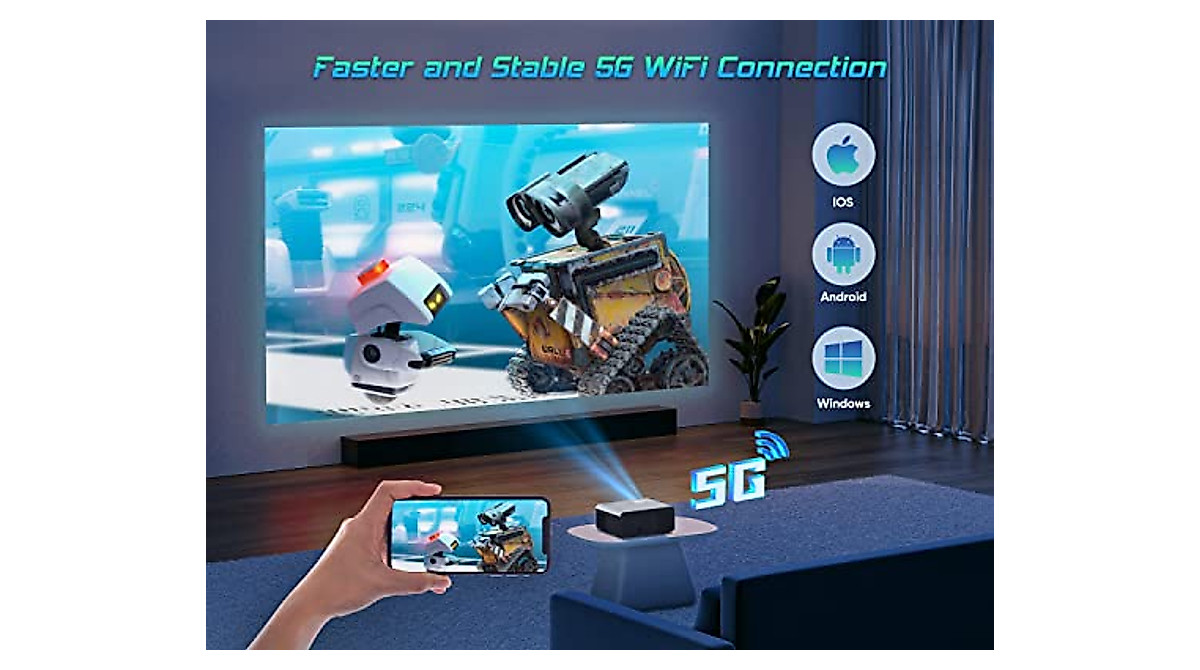 TMY 1080P 5G WiFi Bluetooth Projector | 4K Support & 100" Screen