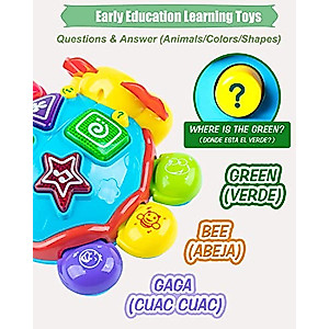 Vanmor Walking Crawling Toys for Infants 6-12 18 Months +, Spanish English Bilingual Learning Toy Montessori Educational Toy, Baby Musical Light up Toys Gifts for 1 2 3 Year Old Boy Girl
