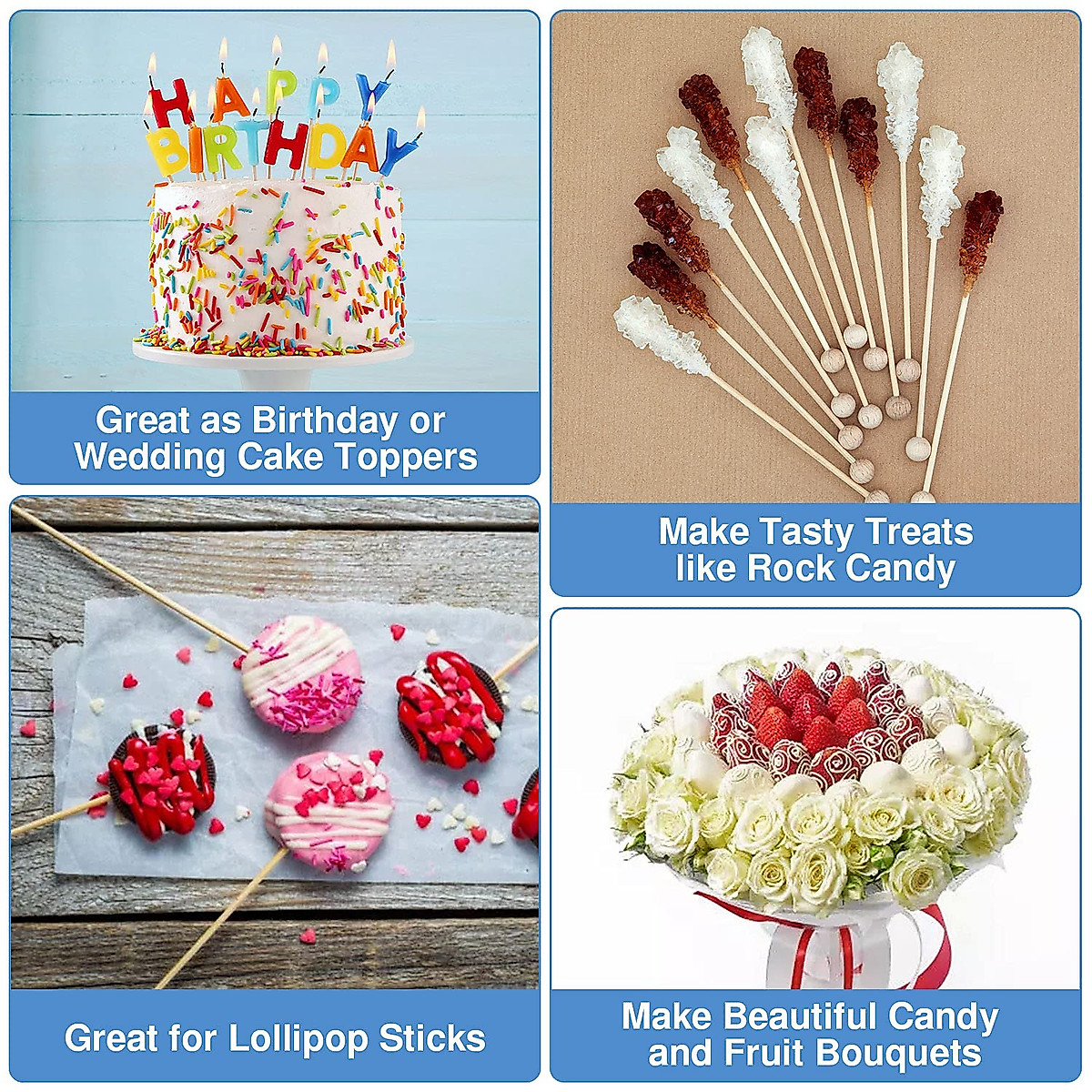 Wooden Dowel Rods Assorted 1/8 Inch x 6", 200 Wood Dowels, Wooden Dowels for Crafts, Precut Dowels for Crafting, Hardwood Dowel Rod, Wooden Rod Sticks Doweling Rods, Cake Dowels for Tiered Cakes