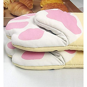 Thick Cotton Oven Mitts Cute Cat/Paw Design Baking Gloves Heat Resistant Cooking Gloves Potholder Funny Grilling Microwave Mittens Backer Kitchen Tools, 1 Pair