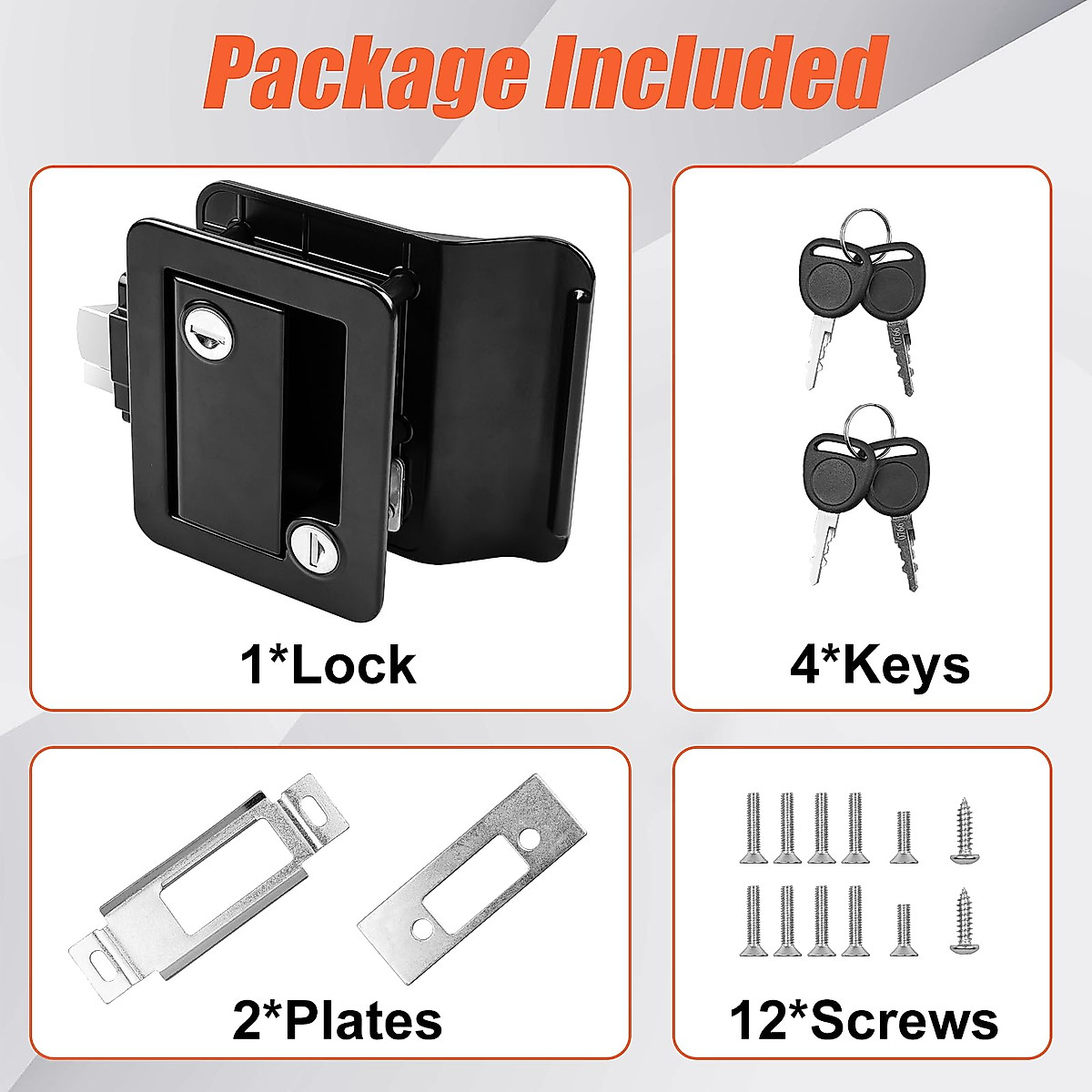 Siasky Black RV Door Lock Replacement, Upgraded RV Door Latch with Paddle Deadbolt 4 Keys, Camper Door Lock for Travel Trailers Horse Cargo Hauler, Zinc Alloy Trailer Entry Door Latch Replacement