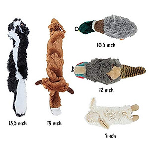Downtown Pet Supply - Squeaky Dog Toys - Dog Chew Toys for Aggressive Chewers - Hunting Set - Duck, Rabbit, Fox, Racoon & Pheasant Dog Toy - Durable Dog Toys for Small, Medium & Large Dogs - 5 Pack