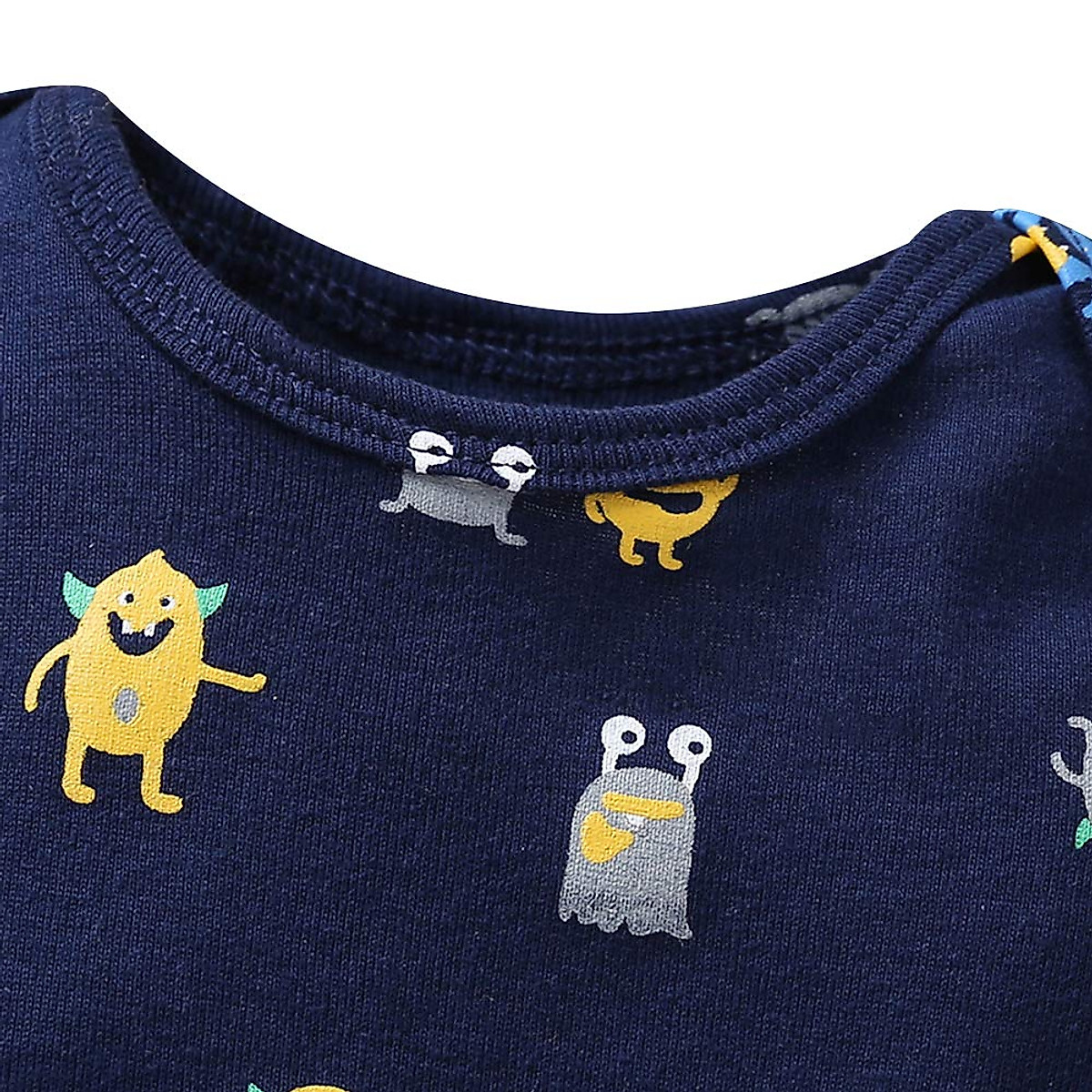 amropi Baby Boys Bodysuit Short Sleeve 5-Pack Cotton Rompers Outfits 6-9 Months, Yellow/Navy/White