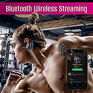 Bluetooth Bone Conduction Headphones - Open Ear Stereo Sport Running Headset w/ Revolutionary Bone Induction Technology for Smart Cycling and Sports, Wireless Bluetooth Audio,Black (PSWBT550.5)