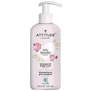 ATTITUDE 2-in-1 Shampoo and Body Wash for Baby, Fragrance-Free EWG Hypoallergenic Plant- and Mineral-Based Ingredients, Vegan and Cruelty-Free, Unscented, 16 Fl Oz