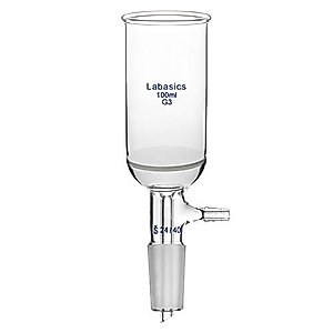 Labasics Borosilicate Glass Buchner Filtering Funnel with Fine Frit (G3), 46mm Inner Diameter, 80mm Depth, with 24/40 Standard Taper Inner Joint and Vacuum Serrated Tubulation (100ml)