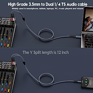 TAISUSAN 1/8 Stereo to Dual 1/4 Mono Cable 15ft, 3.5mm to Dual 1/4 Cable, 1/8 inch TRS Stereo to Dual 1/4 inch Splitter