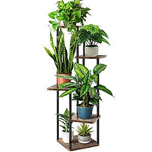 GEEBOBO Plant Stand Indoor, 4 Tier Plant Stand Indoor For Multiple Plants, Multi Tiered Flower Shelf Plants Holder Display Rack Shelving for Patio Garden Balcony Bedroom Living Room