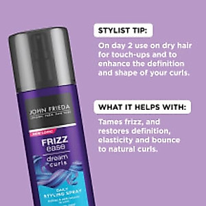 John Frieda Anti Frizz, Frizz Ease Dream Curls Daily Styling Spray for Curly Hair, Revitalizes Natural Curls, 2-6.7 Oz