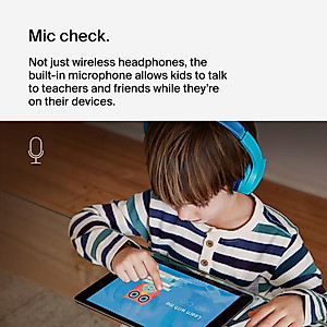 Belkin SoundForm Mini - Wireless Bluetooth Headphones for Kids with 30H Battery Life, 85dB Safe Volume Limit, Built-in Microphone - Kids On-Ear Earphones for iPhone, iPad, & More - Blue w/ Case
