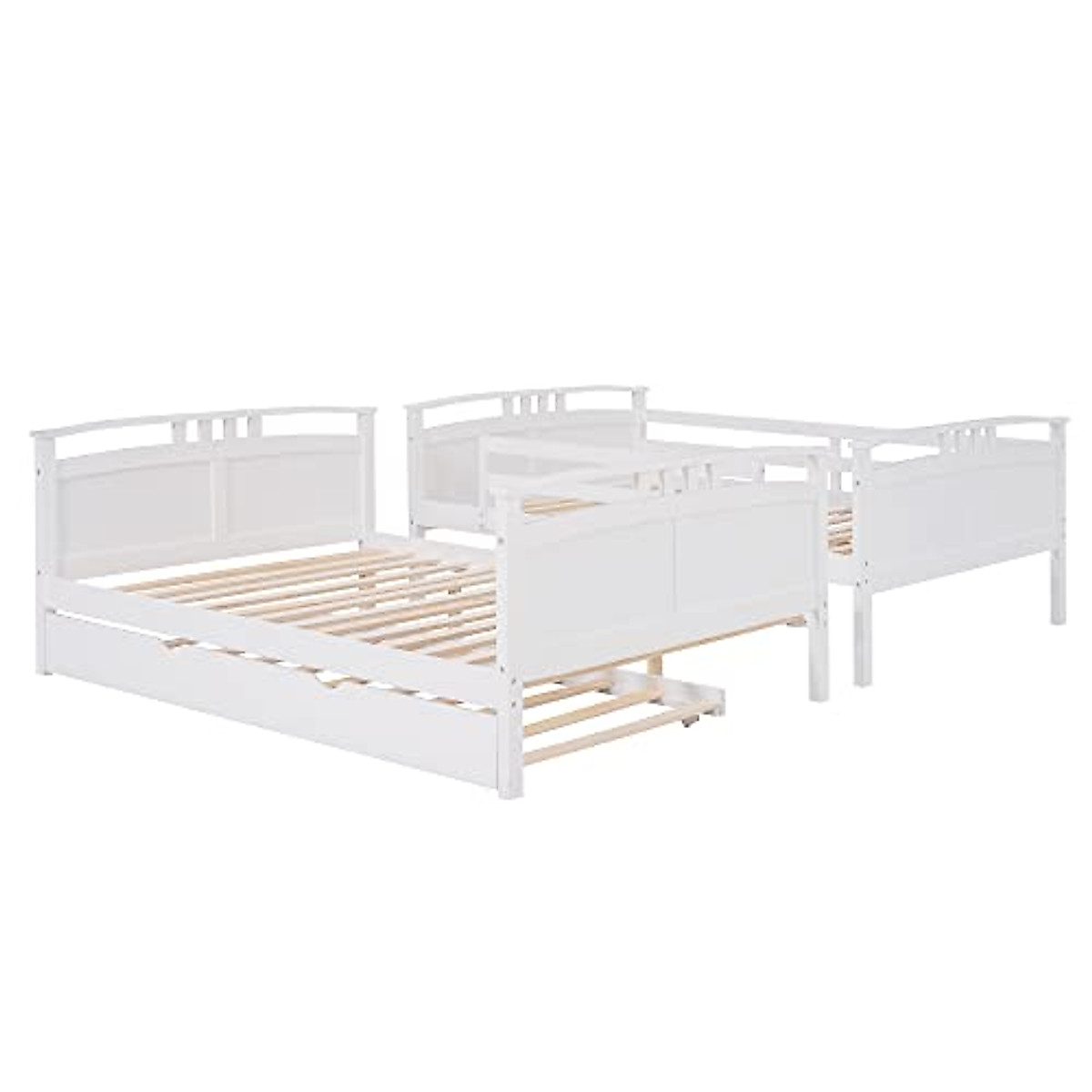 Lifeand Full-Over-Full Bunk Bed with Twin Size Trundle,Separable Bunk Bed for Bedroom,White