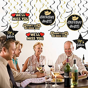 Luxiocio Going Away Party Hanging Swirls Decorations, 16Pcs, We Will Miss You/ Farewell Goodbye/ Adventure Awaits/ Bye Felicia Hanging Swirls Party Supplies, Retirement Office Work Party Decor