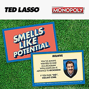 Monopoly Ted Lasso | Officially Licensed Board Collectible Board Game | Play as Believe Sign, Goldfish, Tea up, Ted’s Visor and More | Based On Popular Comedy Series
