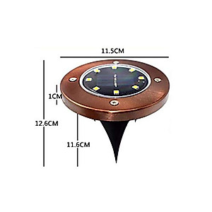 Solar Ground Lights 8 LED Disk Light Solar Powered Outdoor in-Ground Lights for Garden Driveways Lawn Yard Driveway Walkway Pool Patio Deck Pathway,6 Pack,White,Copper/Bronze Finish