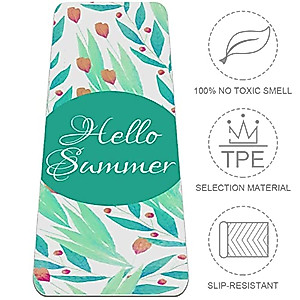 Yoga Mat, Yoga Mats for Home Workout, Workout Mat, Exercise Mats, Pilates Mat, Hello Summer Flower Pattern