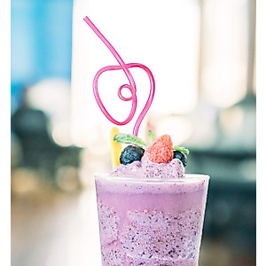 36PCS Heart Shaped Drinking Straws Krazy Loop - Valentines Day Party Supplies Decorations