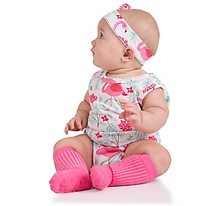 juDanzy 4 Pack of Mid-Calf Ribbed Socks with Anti-Slip Grips for School Uniform, Soccer, Sports, AFO (2-4 Years, Hot Pink)